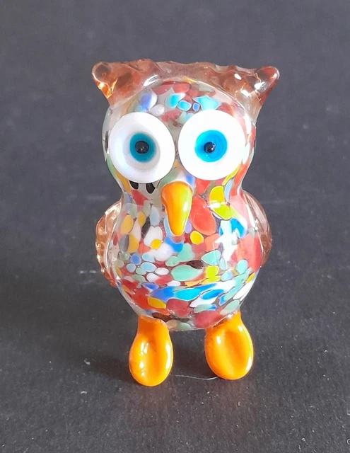 ART GLASS MURANO Style Multicoloured Millefiori Owl £9.99 - PicClick UK