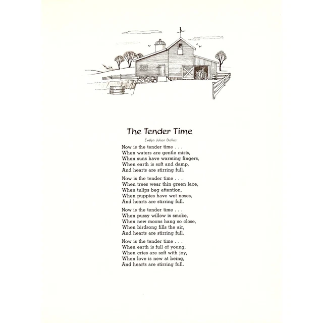 THE TENDER TIME Evelyn Julian Dallas 1970s Poem Retro Kitsch Wall Art ...