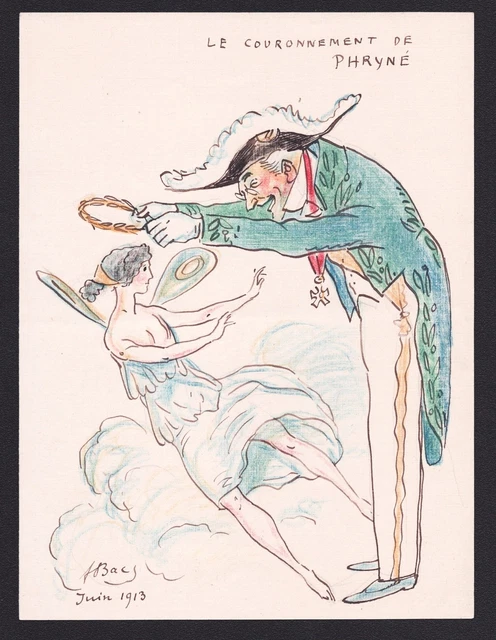 PHRYNE MITOLOGIA CARICATURE Disegno Dessin Autografata Ferdinand Bac ...