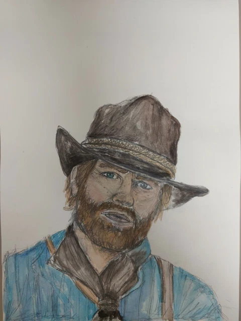 RED DEAD REDEMPTION 2 / Arthur Morgan watercoloured Sketch, Drawing, A3 ...