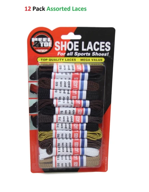 12PACK SHOES LACES Assorted Colour Shoe Laces Fits All Shoes Various ...