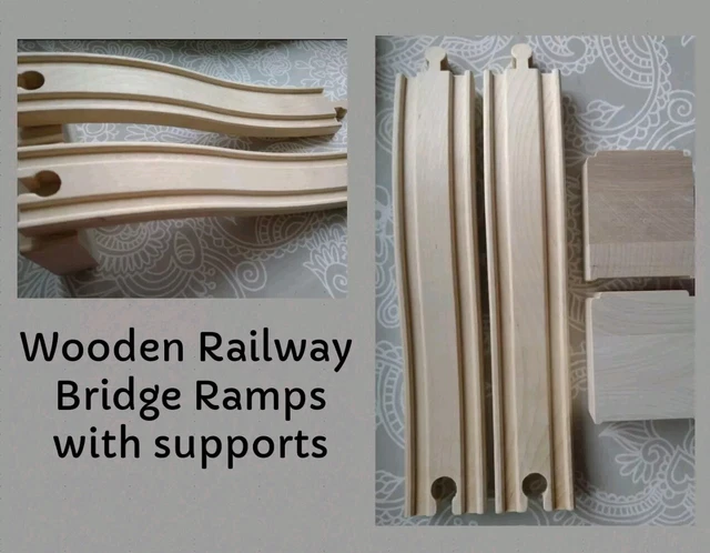 WOODEN TRAIN TRACK Bridge Risers+Supports NEW Brio+Thomas Compatible £2 ...