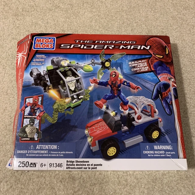 MEGA BLOKS AMAZING Spider-man 91346 Bridge Showdown Lizard Open Box ...