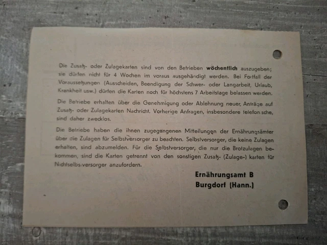 ORIGINAL ANFORDERUNG FÜR Zulagekarten 1944 Ernährungsamt Sammler Selten ...