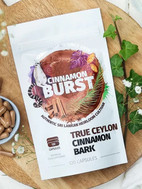 ORGANIC BURST CINNAMON Burst True Ceylon Cinnamon Bark 120 Capsules New ...