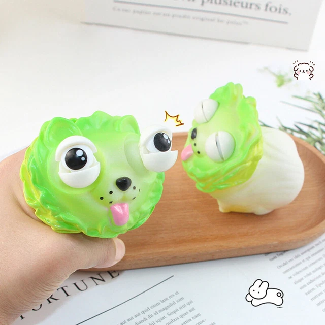 SQUINT EYE VEGETABLE Dog Pinching Toy Adult Kids Anti-Stress Pressure ...