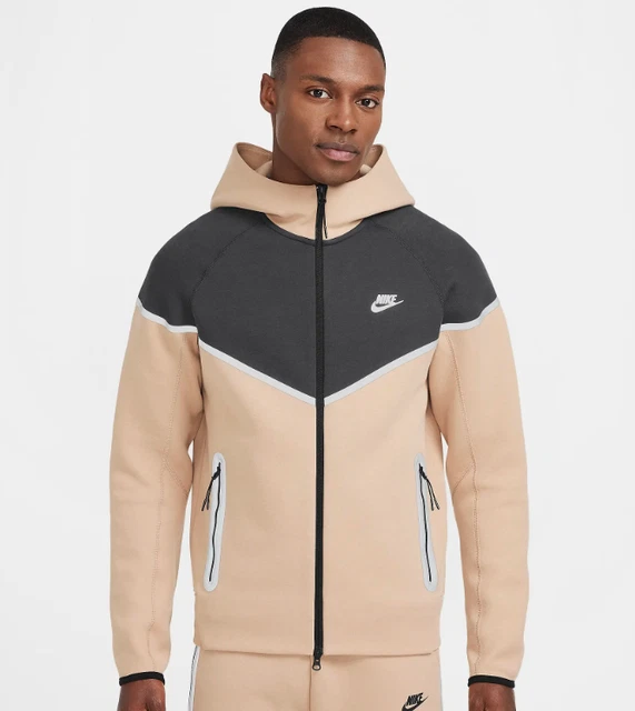 NIKE TECH FLEECE Windrunner Beige Men's Full-Zip Hoodie | size M | New ...