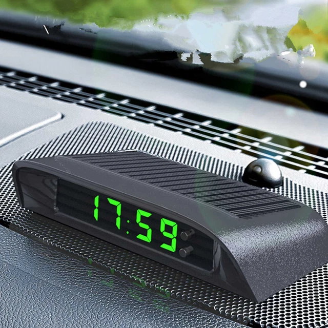 CAR DASHBOARD DESK Clock Stick-On Time Watch Thermometer With Night ...