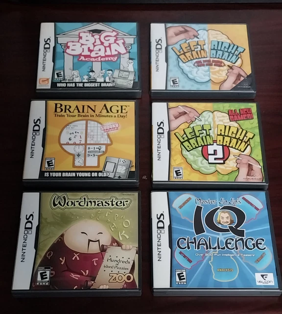 NINTENDO DS IQ Brain 6-game lot (Brain Age, Left Brain Right Brain, etc ...