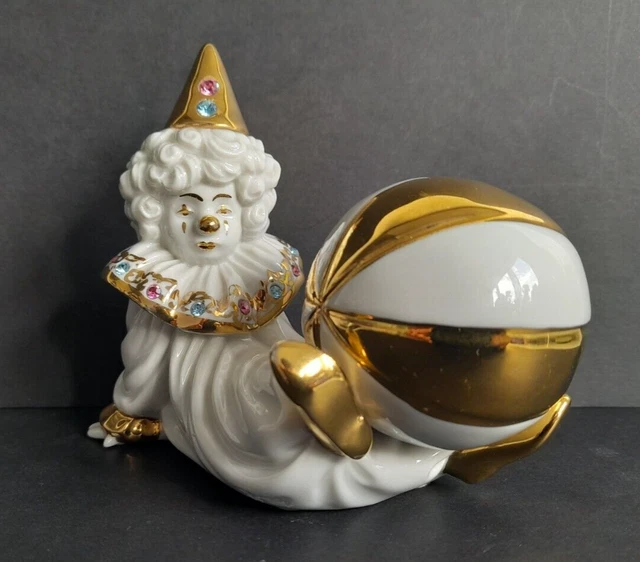 VINTAGE CAPODIMONTE CLOWN Limoges R.G. Ogetti Porcelain Swarovski ...