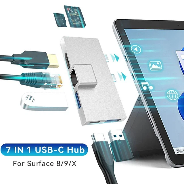 GIGABIT RJ45 USB C Docking Station Card Reader for Microsoft Surface ...