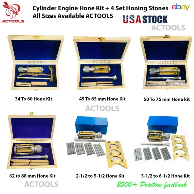 ENGINE CYLINDER HONE Kit with 4 Honing Stones – All Sizes – Tool Set ...