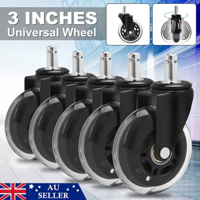 5 X ROLLERBLADE Office Chair Caster Wheel 3" Swivel Ring Grip Floor ...