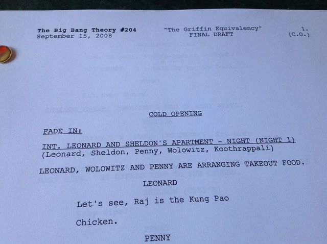 THE BIG BANG Theory TV Studio Script Final Draft The Griffin ...