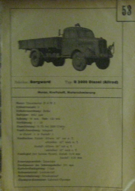 BORGWARD B 3000 Diesel Allrad LKW Lastwagen Datenblatt Typenblatt ...