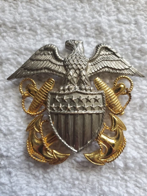 WW2 USN US Navy Officer Hat Cap Badge Panacraft Sterling £195.89 ...