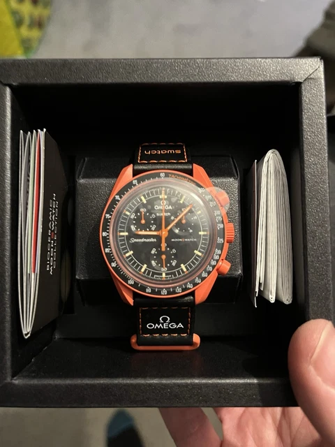 OMEGA SWATCH MOONSWATCH Lava Edition Watch £219.12 - PicClick UK