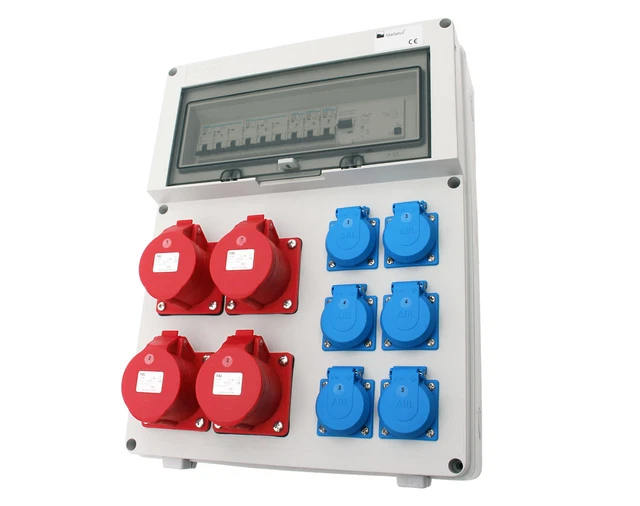 WANDVERTEILER BAUSTROMVERTEILER 4X16A CEE / 6x230V mit LS und FI EUR 188,84 - PicClick DE