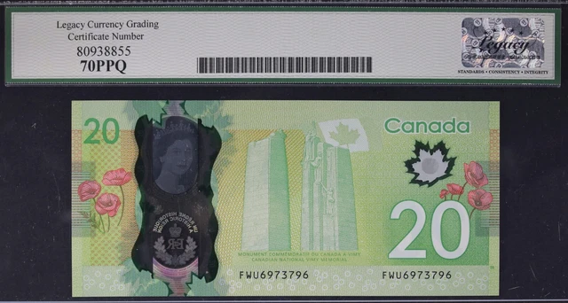 2015 BANK OF Canada $20 Note Queen Elizabeth II Commemorative Legacy 70 ...