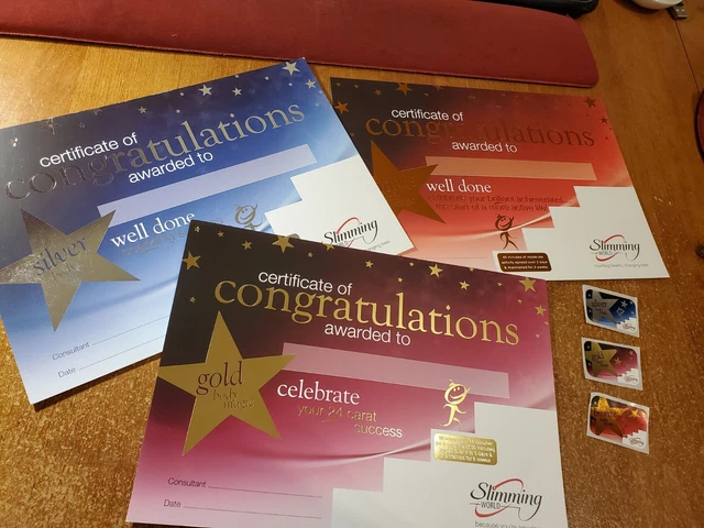 SLIMMING WORLD Body Magic Award Certificate & Shiny Sticker £1.50 ...