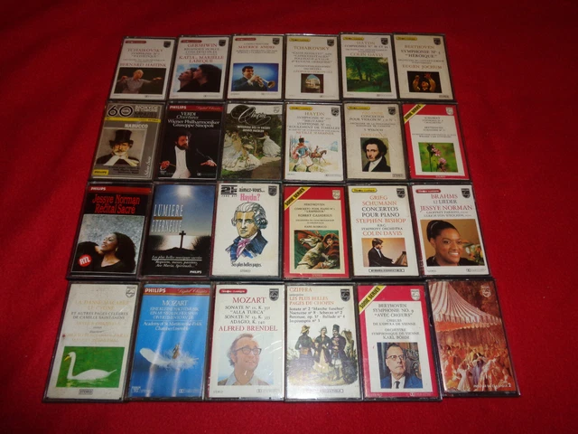 LOT DE 24 Cassette Tape Classique Philips Brahms Beethoven Chopin Grieg ...