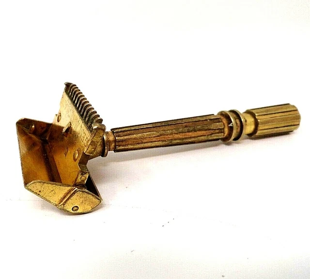 VINTAGE GEM MICROMATIC Safety Razor - Gold Tone - Made in USA R-001 $14 ...