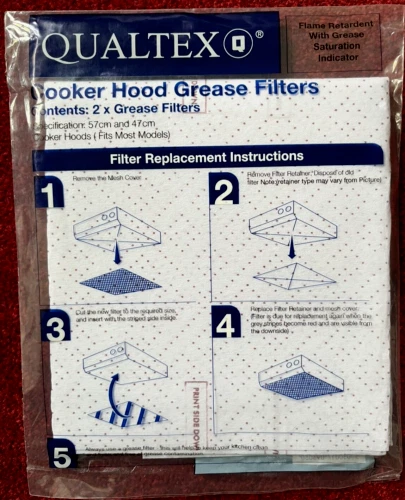 2X QUALTEX BACKOFEN Herdhaube Fettextraktor Filter mit Blinker ...