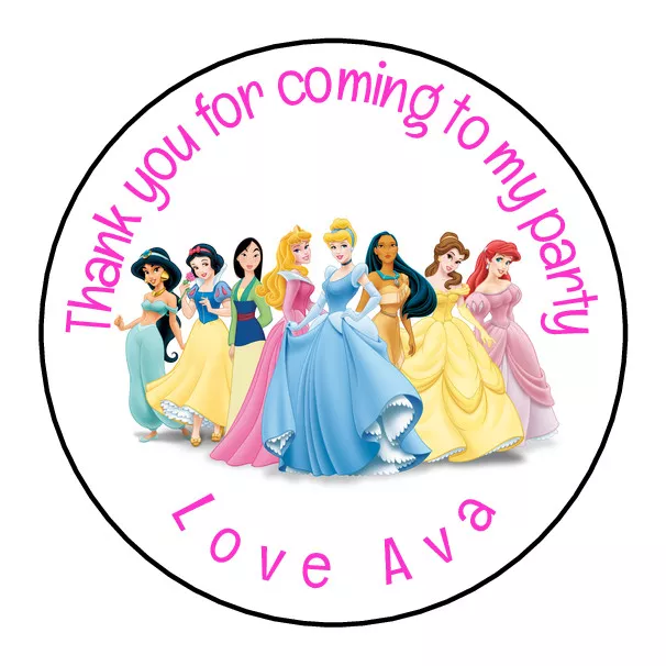 PERSONALISED DISNEY PRINCESS Sweet Cone Birthday Stickers Party Thank ... PERSONALISED DISNEY PRINCESS Sweet Cone Birthday Stickers Party Thank ...