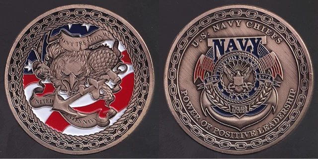 US NAVY CHIEFS Copper-Plated Commemorative Token/Medal Challenge Coin ...