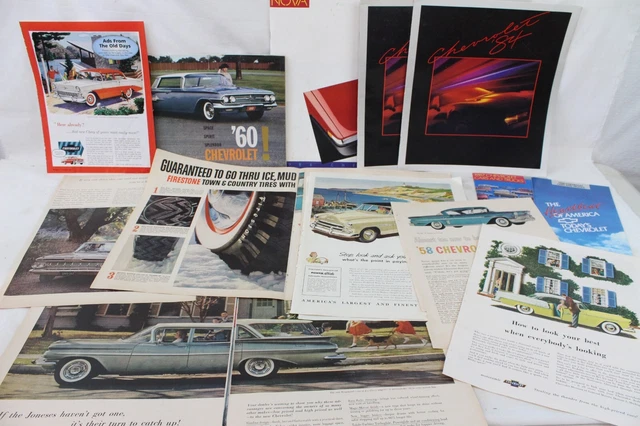 VINTAGE CHEVY CHEVROLET Car Truck Brochure Ad Lot Camaro Corvette Nova ...