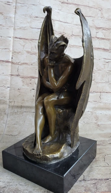 BRONCE MÁRMOL ESTATUA Lucifer Demonio Fallen Angel Satan Crucifijo Cruz ...