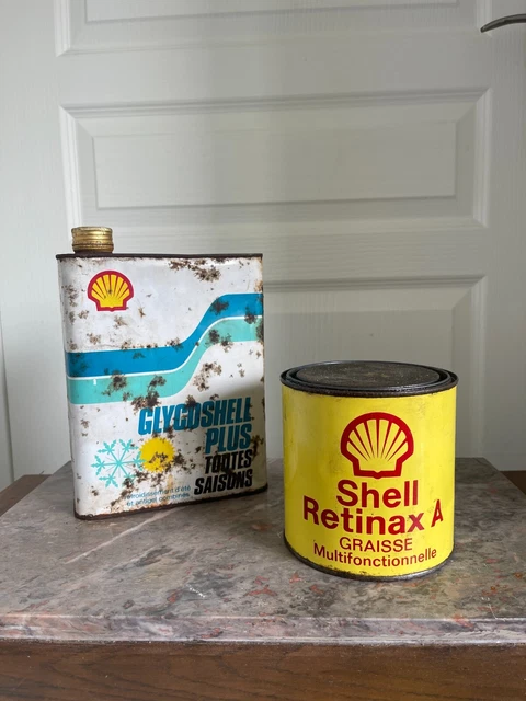 ANCIEN BIDON PUBLICITAIRE Graisse SHELL - Liquide refroidissement ...