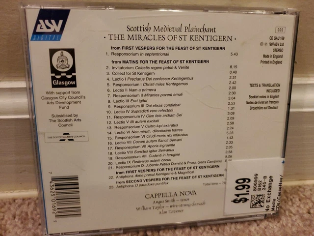 CAPPELLA NOVA/ALAN TAVENER - Les Miracles de St Kentigern (CD, 1997 ...