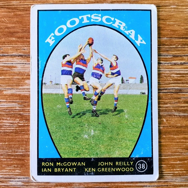 1968A SCANLENS VFL AFL Football Card #38 McGowan, Reilly, Bryant ...