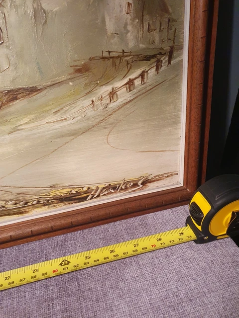 BILL HAWKES LARGE Original Oil Painting On Board - Boats Tied Up Signed ...