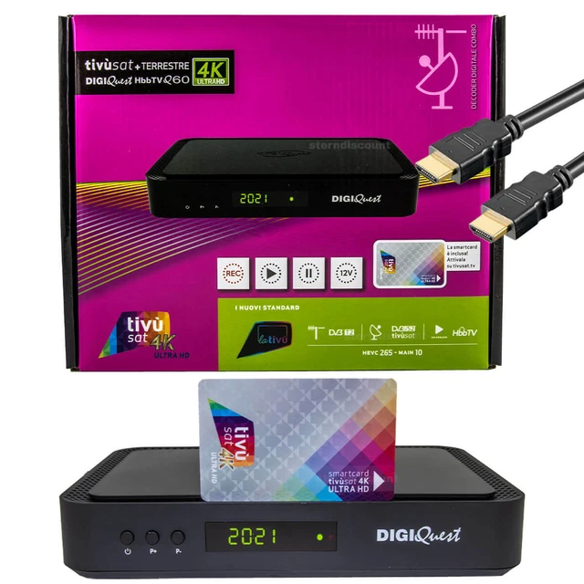 DIGIQUEST Q90 4K Tivusat Receiver +aktivierte Karte UHD HD RAI Mediaset ...