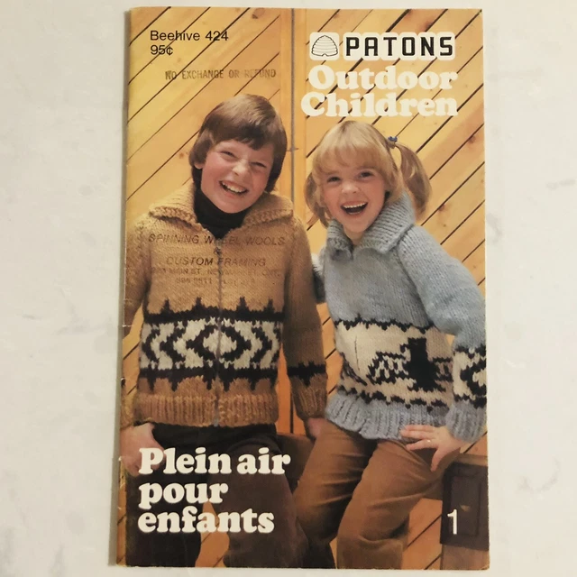 VINTAGE PATONS BOOK 424 Beehive OUTDOOR CHILDREN (1978) Knit Sweater ...