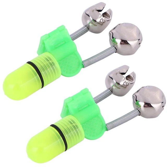 LED FISHING ROD Double Bells Ring Fish Bait Alarm Clip Outdoor Fish ...