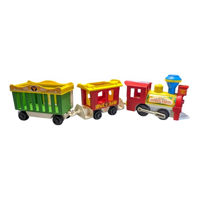 VINTAGE 1973 FISHER Price Little People Circus Train Engine & Cars ...