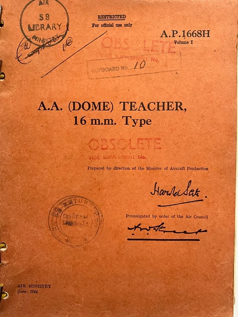 RARE WW2 RAF air gunners airfield AA DOME teacher manual £66.80 ...