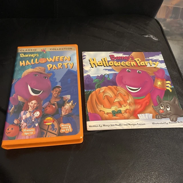 VHS FÊTE D'HALLOWEEN Barney et livre s'accorde rare dinosaure violet ...