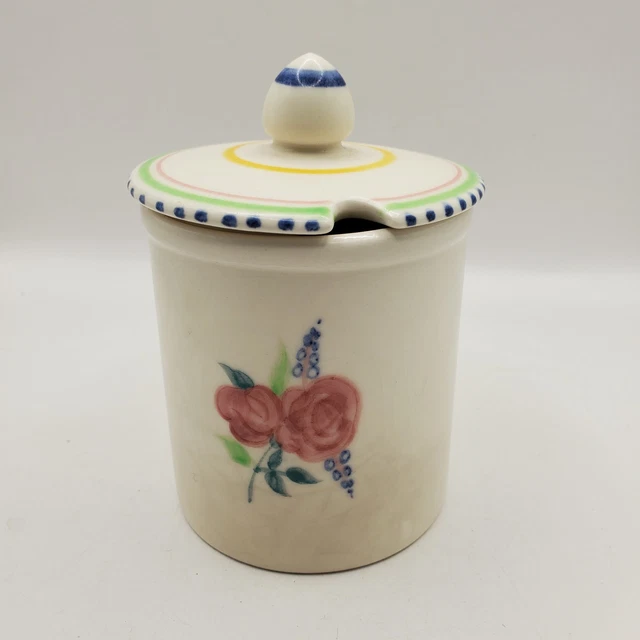 VINTAGE POOLE POTTERY Hand Painted Preserve Jam Pot Lidded Signed ...