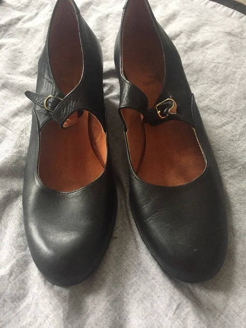 VINTAGE SHOES BLACK 7 Leather Dolly Rockers £20.00 - PicClick UK