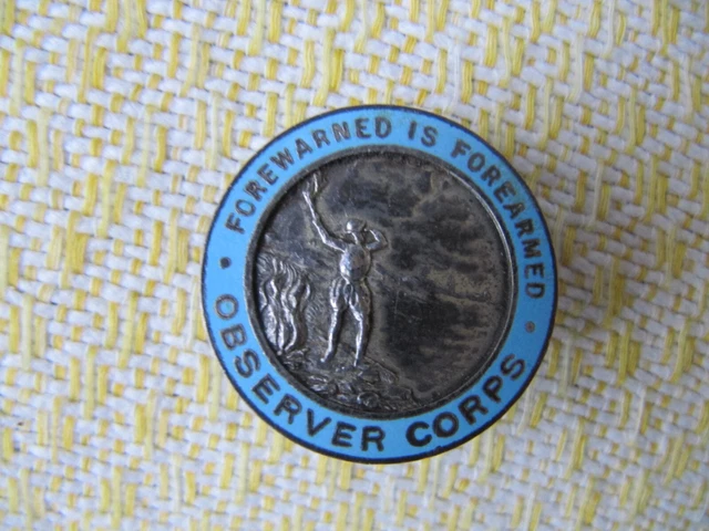 WW2 OBSERVER CORPS Lapel Badge Forewarned is Forearmed - Super ...