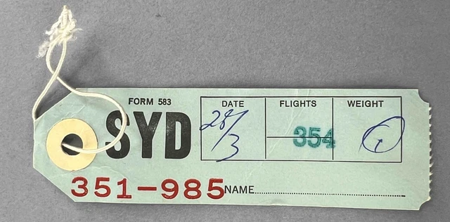 ANSETT AIRLINES OF Australia Sydney Baggage Airline Bag Tag Luggage ...