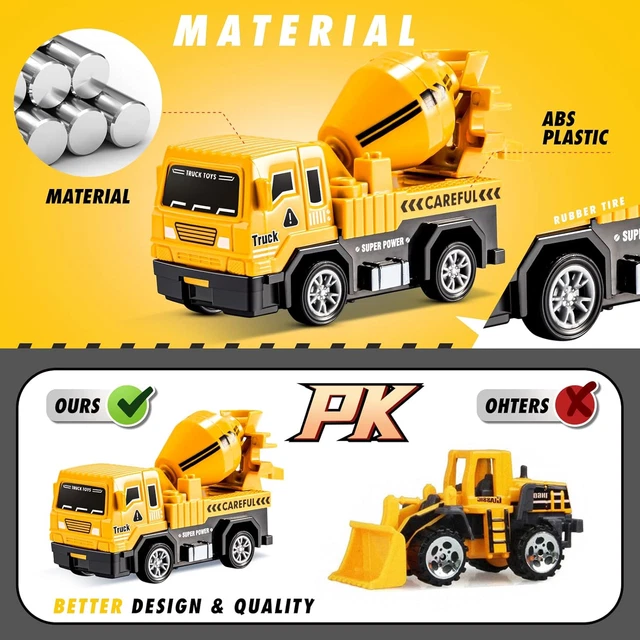 TOYS FOR 2 3 Year Old Boy, Toy Cars Construction Toy for 2-6 Year Old ...