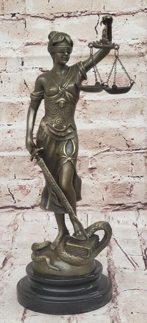 GREEK LADY BLIND Scale of Justice Bronze Statue 11" Law Lawyer Gift ...