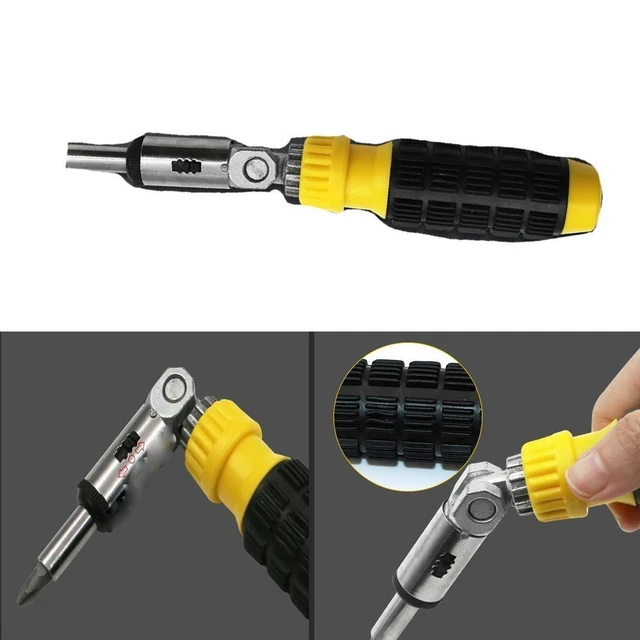 LEFT/RIGHT ROTATING RATCHET Adjustable Angle Spanner Screwdriver 1/4 ...