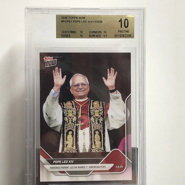 POPE LEO XIV Bgs 10 Pristine Label 2025 Topps Now ! 1St American ...