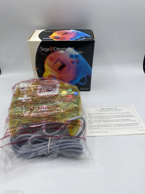 RARE TRANSLUCENT TRANSPARENT Clear Yellow Sega Dreamcast Controller CIB ...